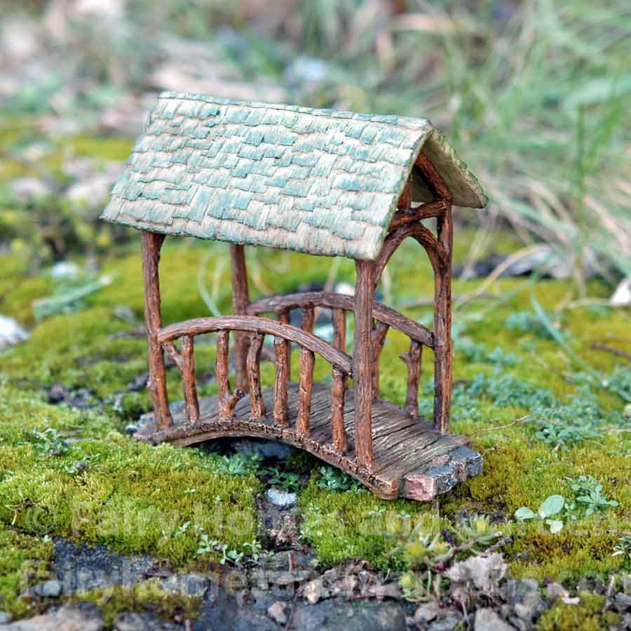Woodland Knoll Fairy Garden Accessories | Miniature Covered Bridge ...